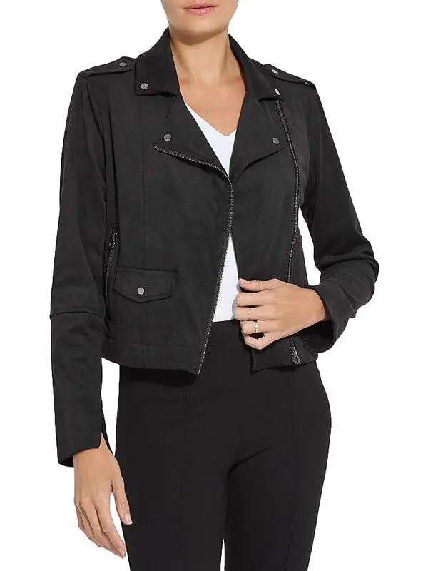 Lyssé Amelia Moto Faux Leather Jacket - Black