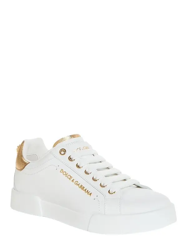 Dolce & Gabbana Leather Sneakers - White/gold