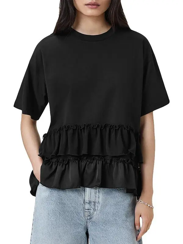 ALLSAINTS Feyre Ruffled Tee - Black