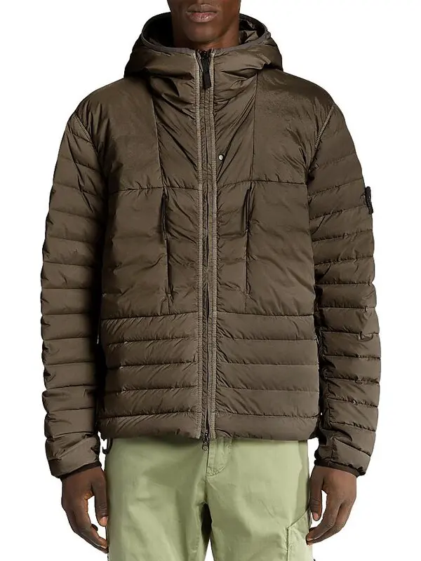 Stone Island Hooded Quilted Jacket - Green