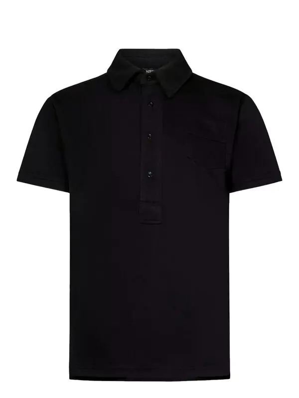 FRANZESE COLLECTION Four-button Placket Polo Shirt - Black