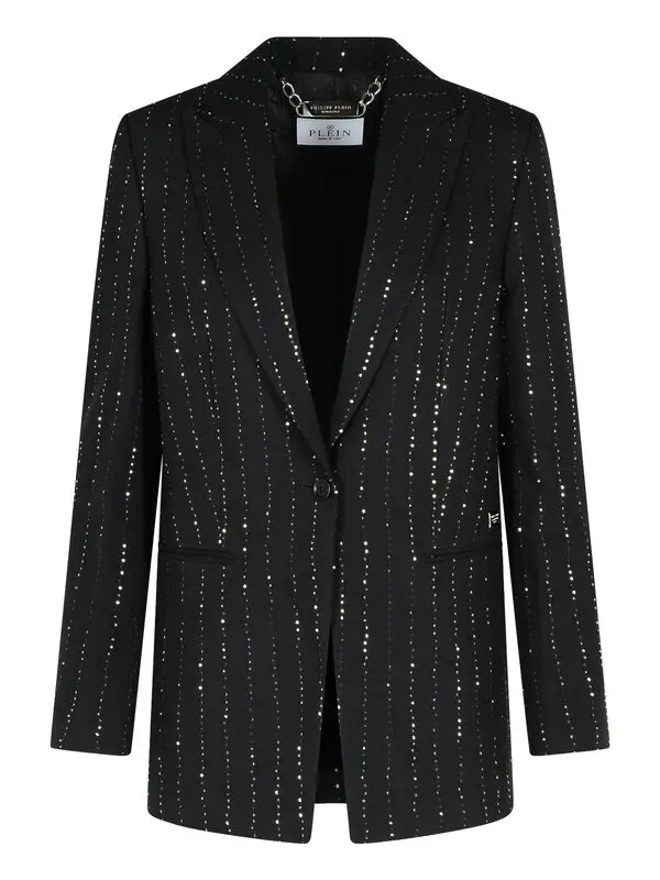 Philipp Plein Boyfriend-fit Wool Blend Blazer - Black