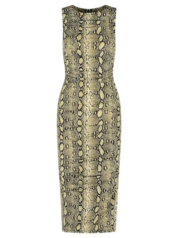 Michael Kors Snake Print Viscose Blend Dress - Beige