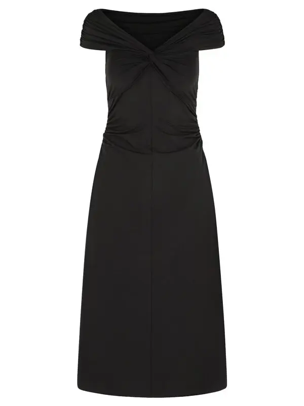 Michael Kors Viscose Blend Bare-shoulder Longuette Dress - Black