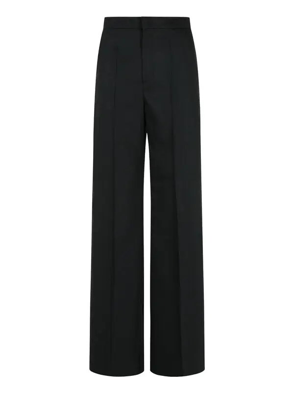 Max Mara Virgin Wool Straight Leg Trousers - Black
