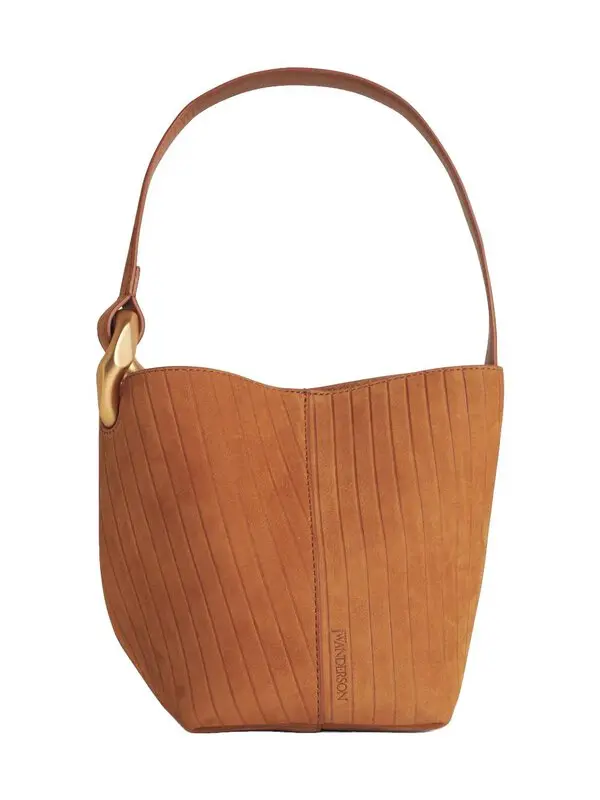 JW Anderson Suede Bucket Bag With Top Handle - Brown