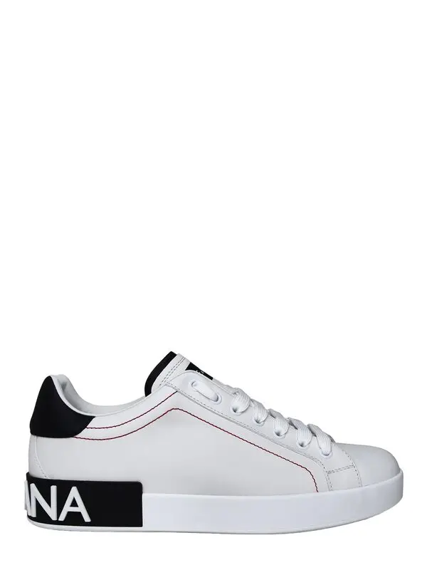 Dolce & Gabbana Portofino Leather Sneakers - White