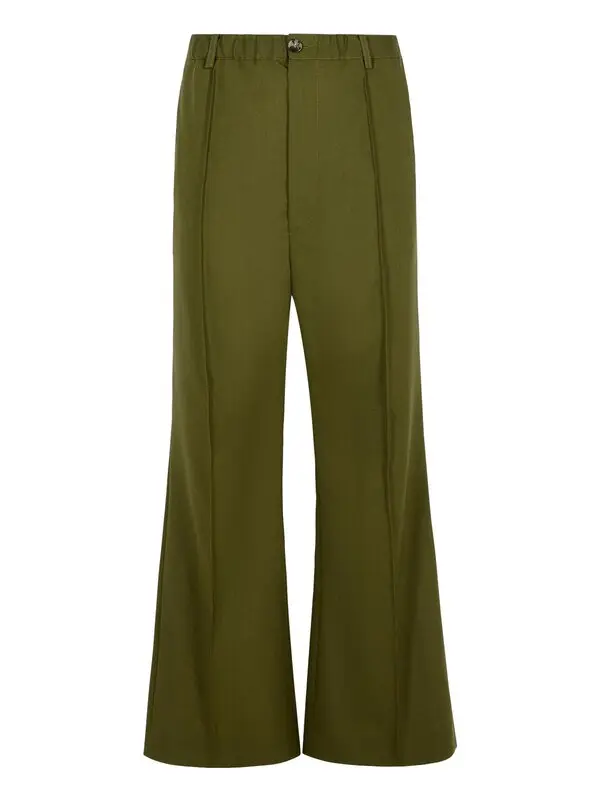 Marni Virgin Wool Flared Pants - Green