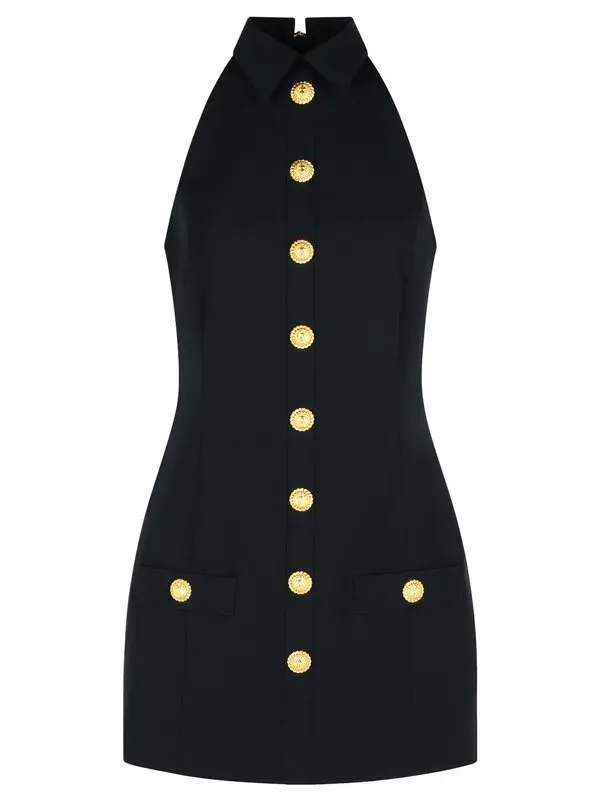 Balmain Virgin Wool Mini Dress - Black