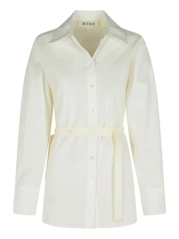RÓHE Combined Silk Poplin Vest Shirt - White