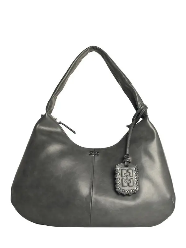 GANNI Leather Blend Shoulder Bag - Grey