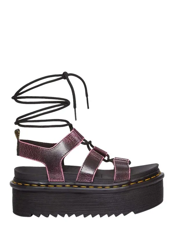 Dr. Martens Nartilla Distressed Leather Platform Gladiator Sandals - Black