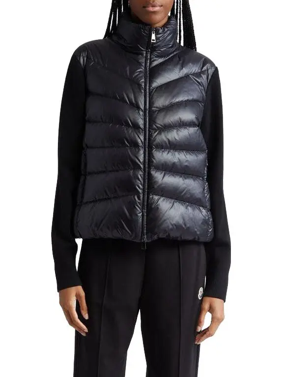 Moncler Wool Knit & Down Cardigan - Black