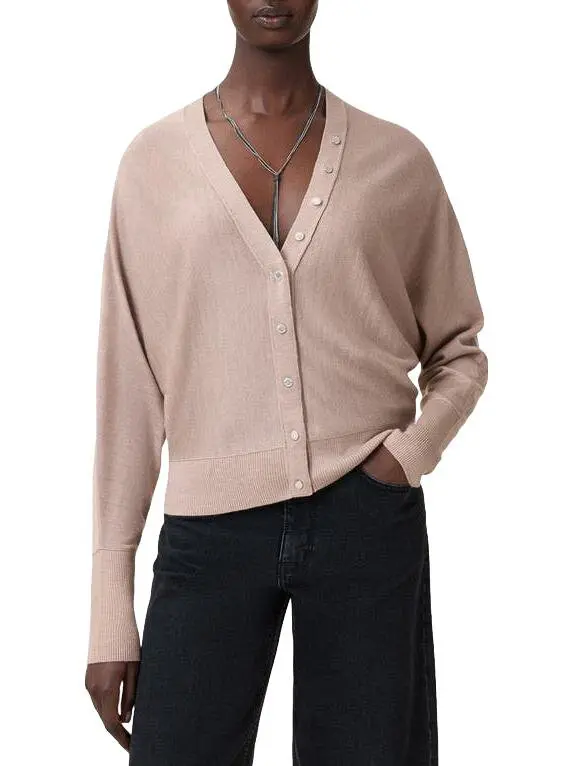 ALLSAINTS Honor V Merino Wool Cardigan - Pashmina Pink