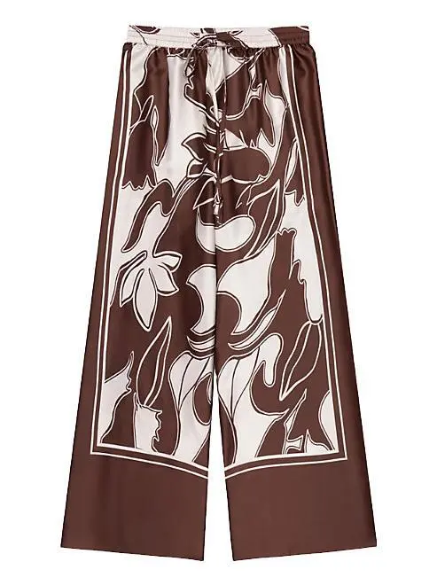 RO&ZO Swirl-print Wide-leg Trousers - Brown