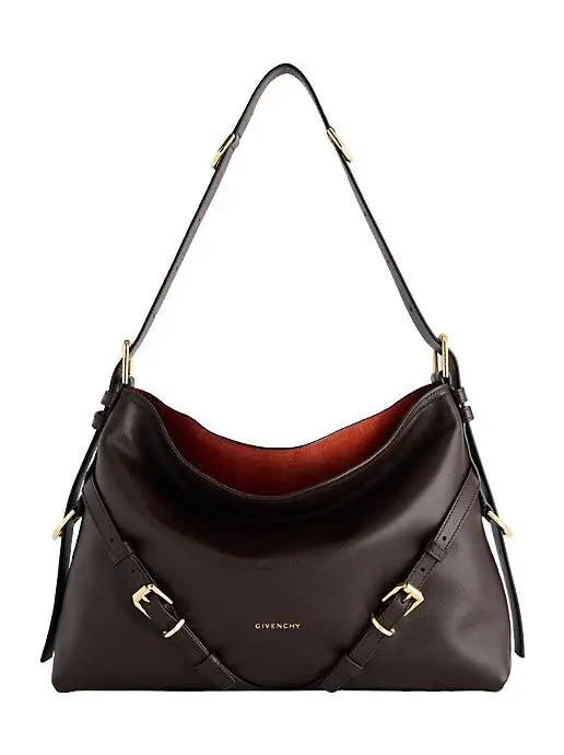 Givenchy Voyou Medium Leather Shoulder Bag - Chocolate
