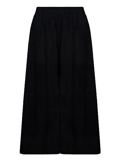 RO&ZO Elasticated-waist Wide-leg Cotton-poplin Culottes - Black