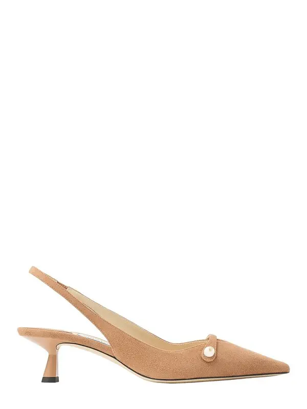 JIMMY CHOO Amita 45 Suede Slingbacks - Toffee