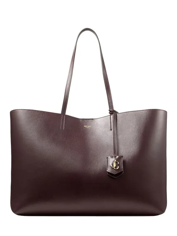 JIMMY CHOO Nine2five East-west Deep Merlot Smooth Calf Leather Tote Handbag - Deep Merlot/light Gold