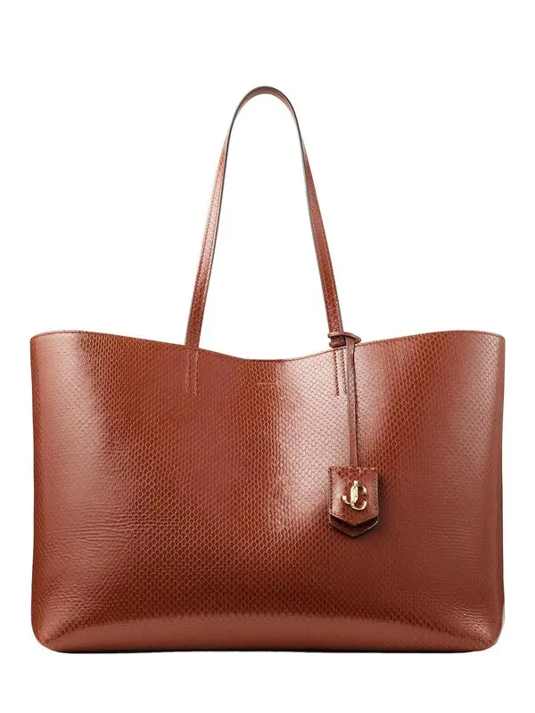 JIMMY CHOO Nine2five East-west Elaphe Printed Leather Tote Handbag - Cognac/light Gold
