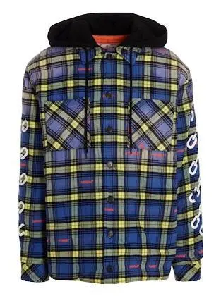 Off-White Arrow Padded Flannel Jacket - Blue