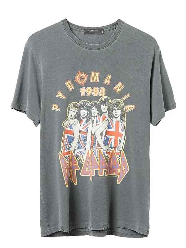 Junk Food Clothing Def Leppard Pyromania Vintage Tee - Vintage Black