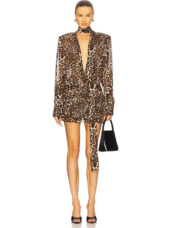 AWAVE STUDIO Mini Dress With Shawl - Leopard