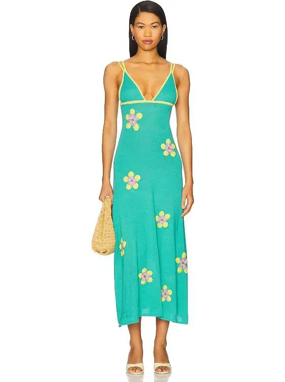 CAPITTANA Carolina Flowers Dress - Turquoise