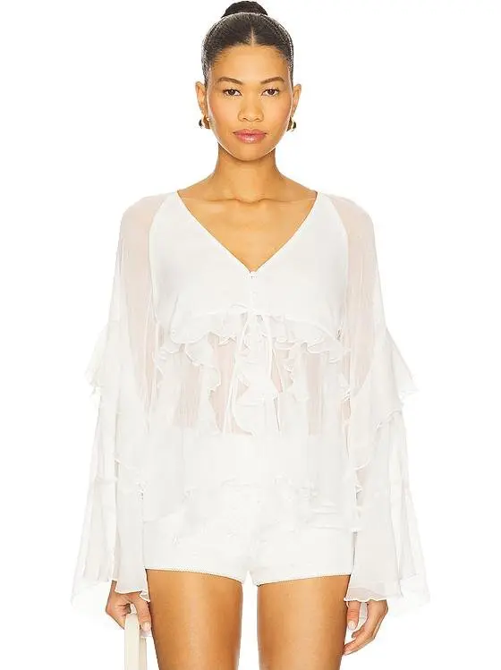 Bardot Rosalo Ruffle Blouse - Orchid White