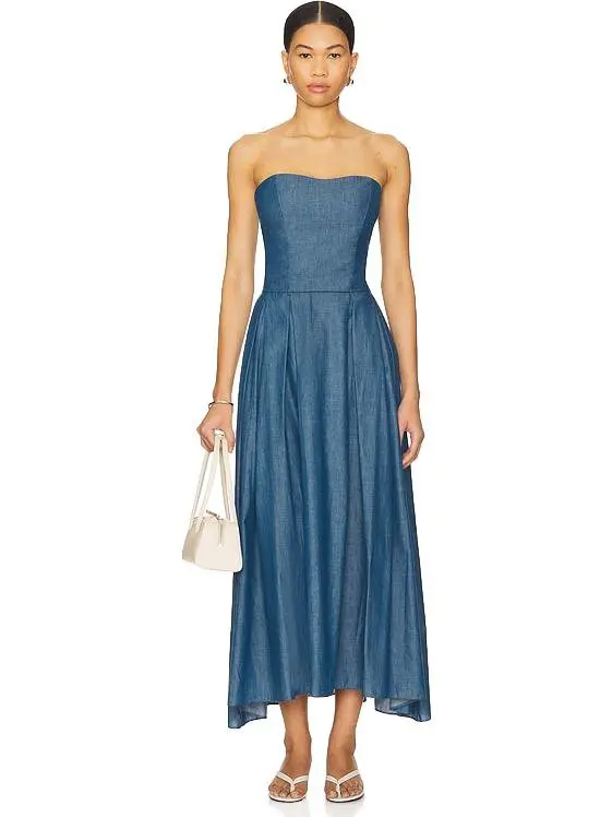 AZLEE Ezra Midi Dress - Denim