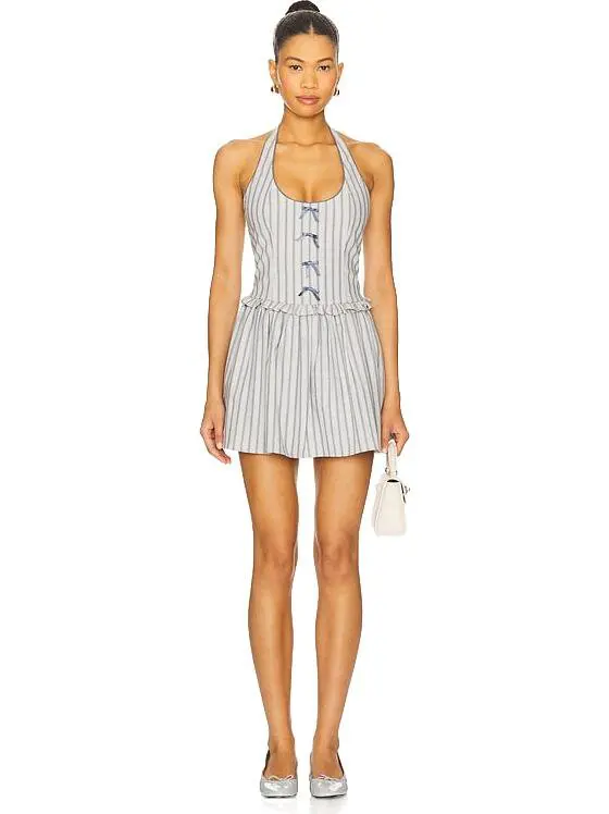 For Love & Lemons Janice Halter Mini Dress - Blue