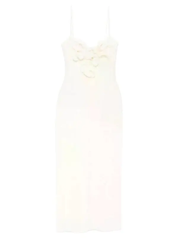 Magda Butrym Floral-appliqué Midi Dress - Neutrals