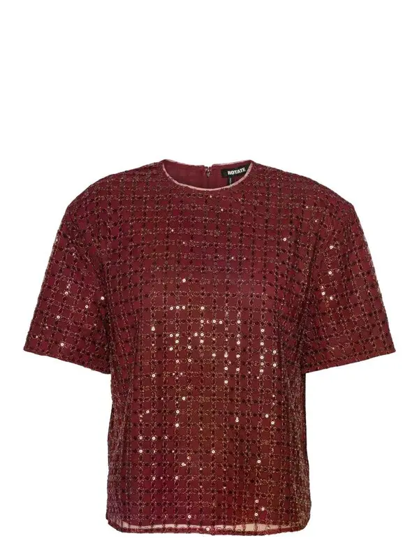ROTATE BY BIRGER CHRISTENSEN Sequin-embellished Top - Red