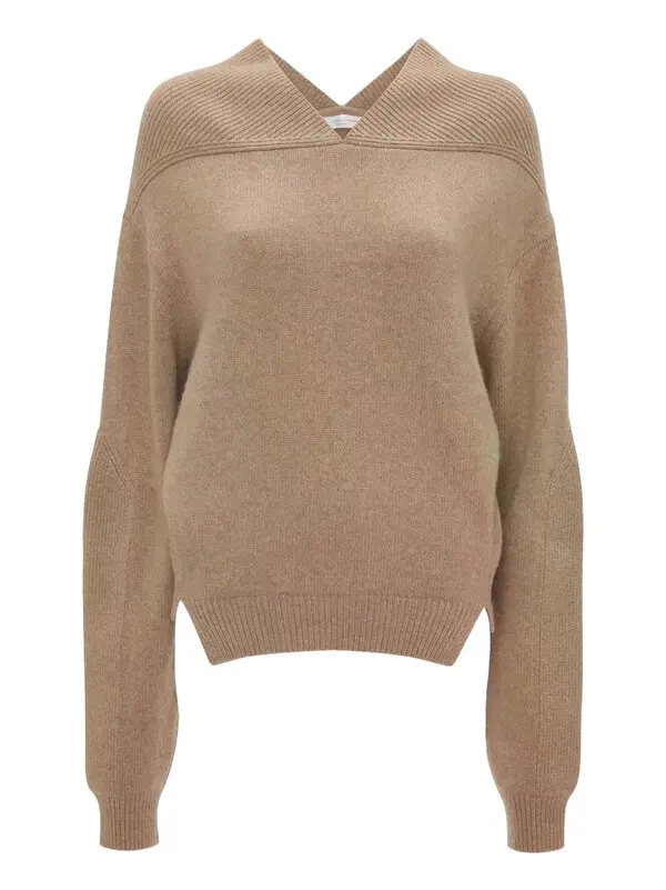 Victoria Beckham V-neck Yoke Detail Sweater - Neutrals