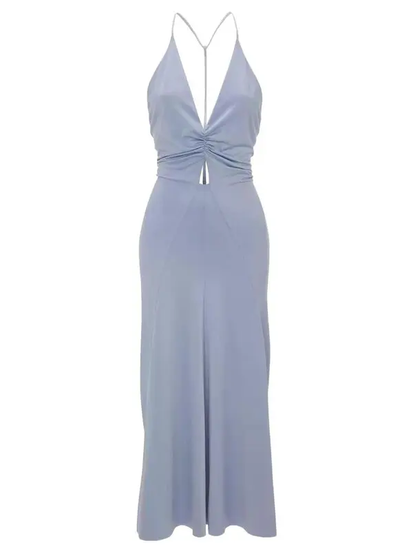 Victoria Beckham V-neck Ruched Midi Dress - Blue
