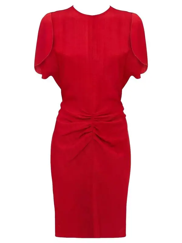 Victoria Beckham Gathered Puff-sleeve Mini Dress - Red