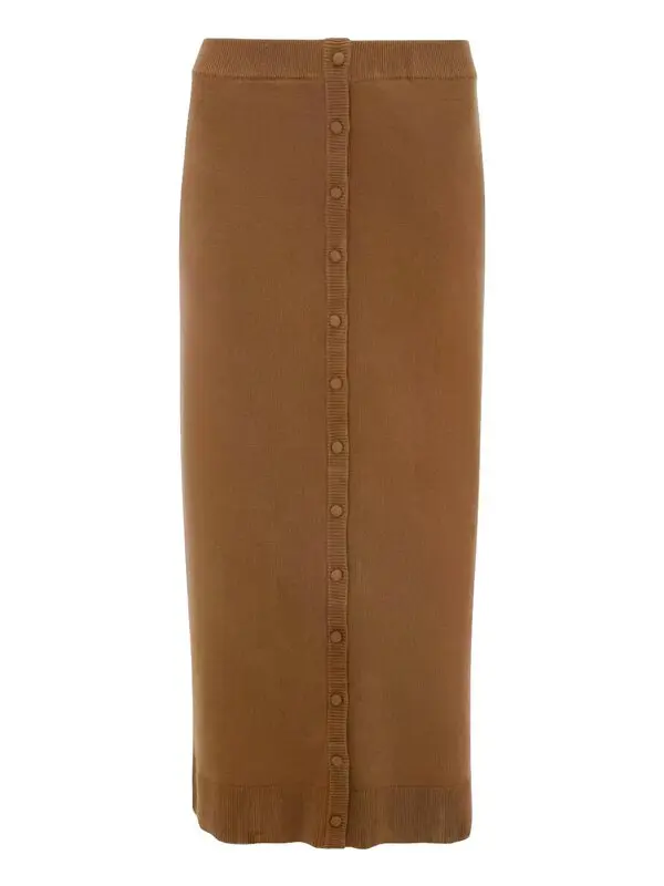 Victoria Beckham Button Detail Midi Skirt - Brown