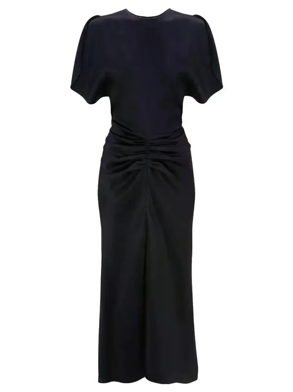 Victoria Beckham Gathered-waist Midi Dress - Blue