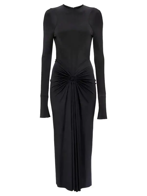 Victoria Beckham Gathered Long-sleeve Midi Dress - Black