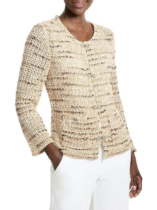 NIC+ZOE Tonal Mix Knit Jacket - Neutral Multi