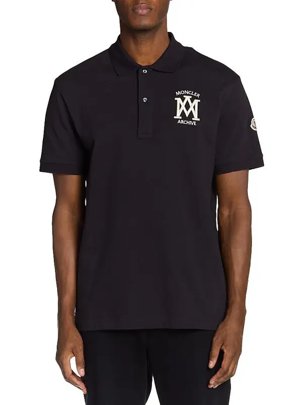 Moncler Short Sleeve Logo Polo Shirt - Navy Blue
