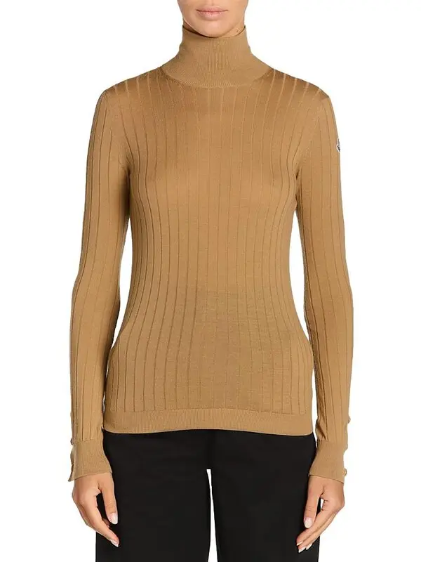 Moncler Wool Blend Turtleneck Sweater - Khaki