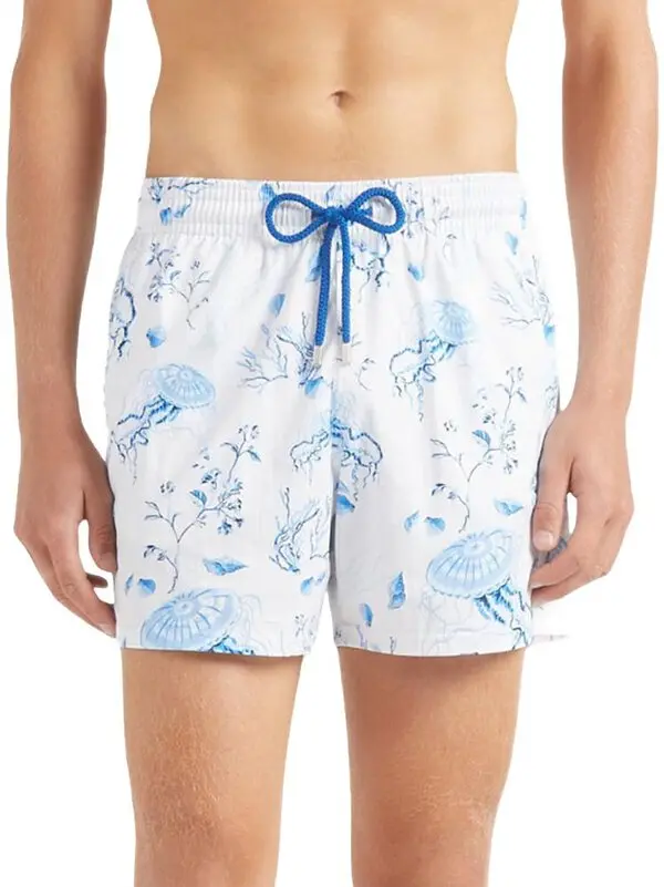 Vilebrequin Medusa & Shells Stretch 4.5" Swim Trunks - White