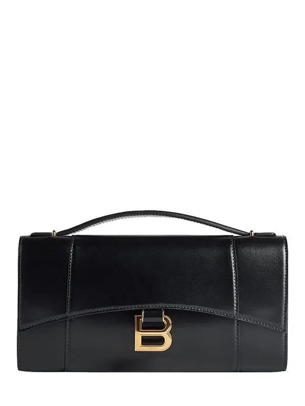 Balenciaga Hourglass Pochette With Chain - Black