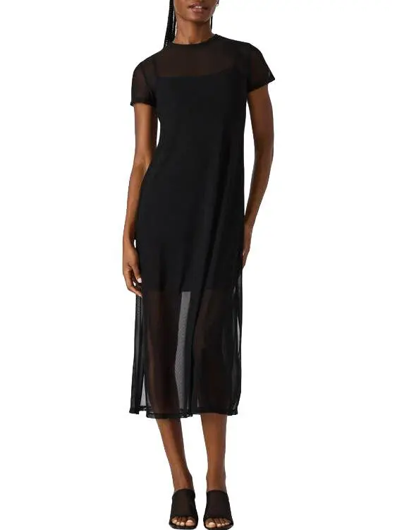 Steve Madden Nola Mesh Midi Dress - Black