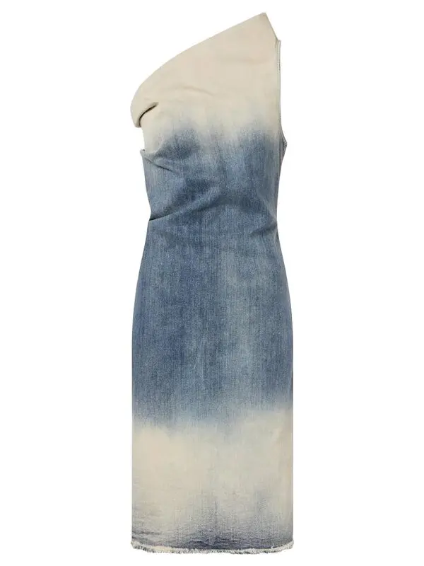 Rick Owens Athena One-shoulder Denim Midi Dress - Blue