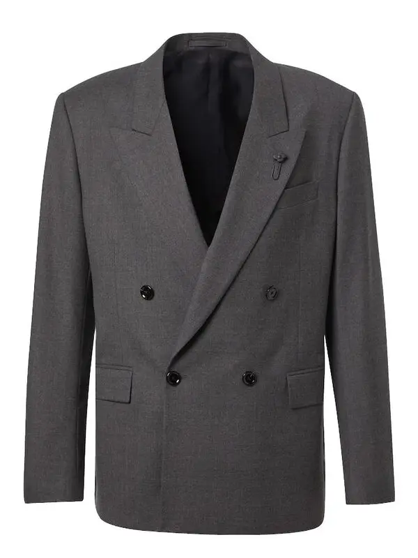LARDINI Double-breasted Wool Blazer - Grey