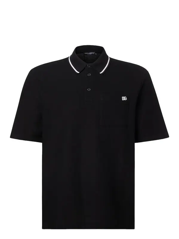 Dolce & Gabbana Dg Embroidered Cotton Polo Shirt - Black