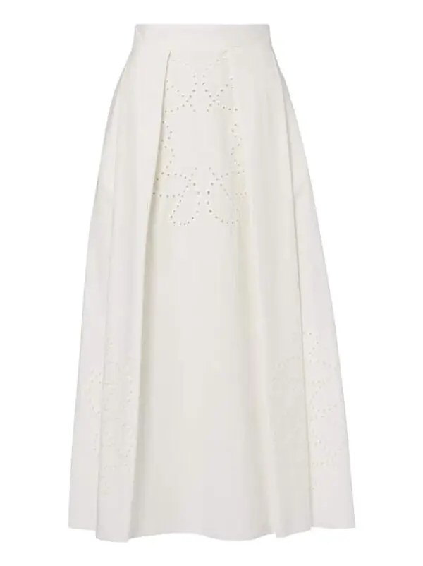 Elie Saab Cotton Midi Skirt - White