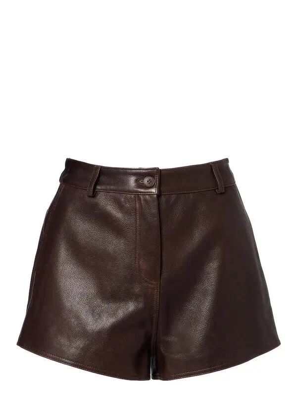 Nour Hammour Leontine Leather Shorts - Brown